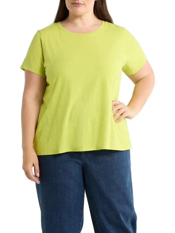 Eileen Fisher Organic Cotton Crewneck T-shirt - Chartreuse