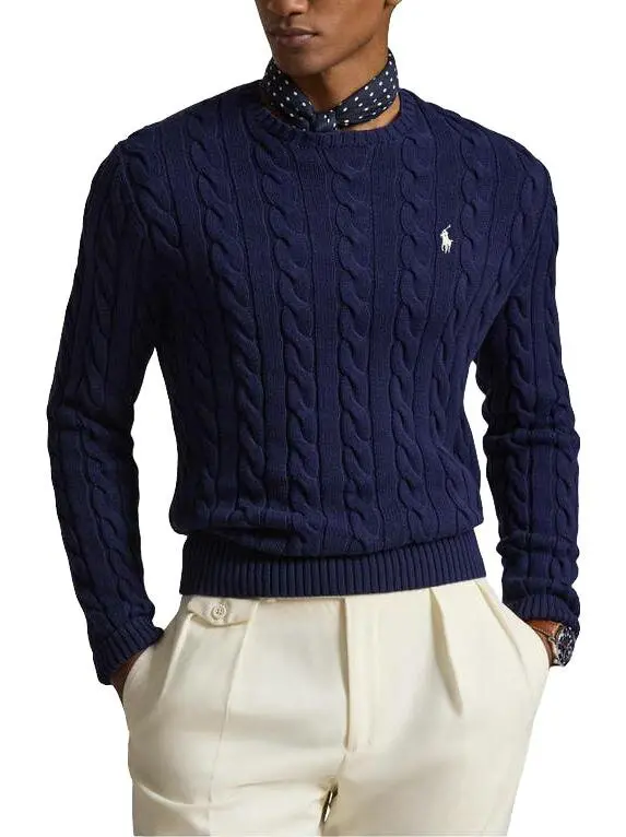 Polo Ralph Lauren Cable-knit Cotton Crewneck Sweater - Bright Navy