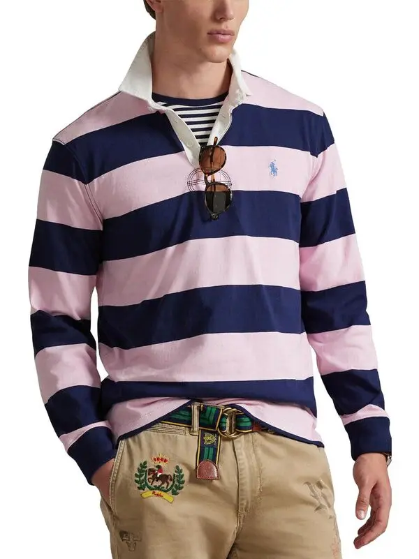 Polo Ralph Lauren The Iconic Rugby Shirt - Carmel Pink/newport Navy