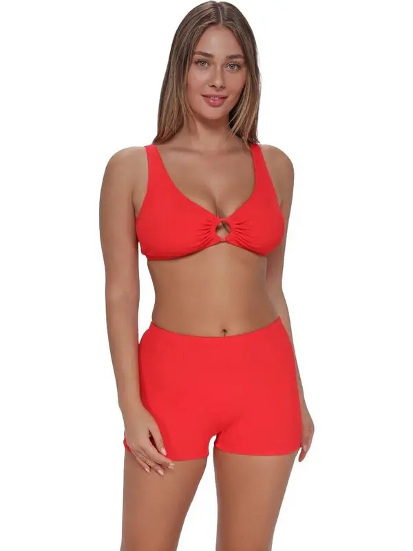 PACIFICA BY SUNSETS Ayden Boyshort Bottoms - Red Hot Rib
