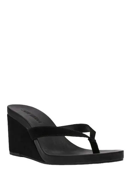 Steve Madden Wedge Sandal - Black Suede