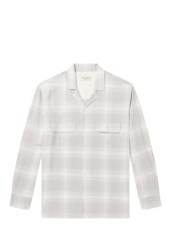 Officine Générale Leto Camp-collar Checked Twill Shirt - Gray