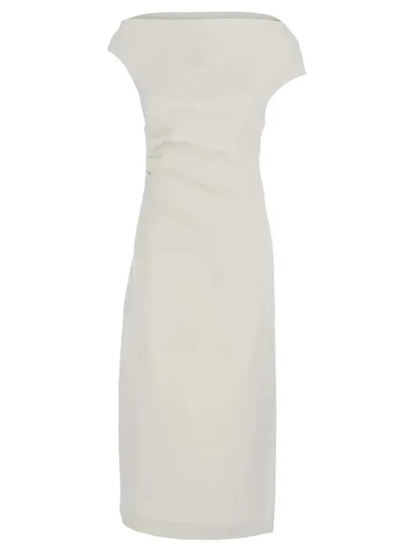 P.a.r.o.s.h Draped-detail Midi Dress - Neutrals