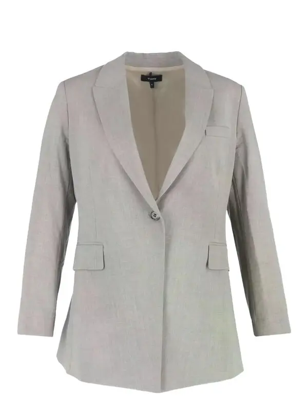Theory Mélange-effect Single-breasted Blazer - Grey