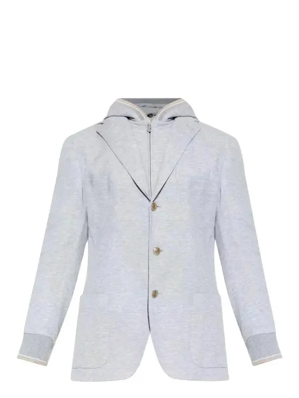 Eleventy Hooded Buttoned Jacket - Grey