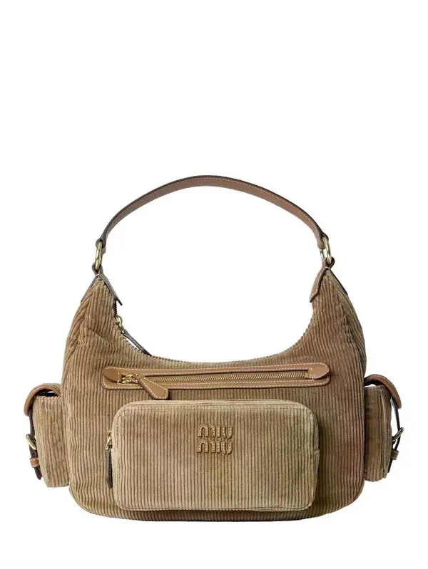 Miu Miu Corduroy Shoulder Bag - Neutrals