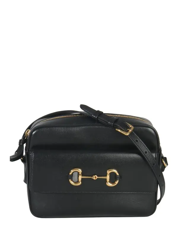 Gucci Textured Calfskin Horsebit 1955 Shoulder Bag - Black