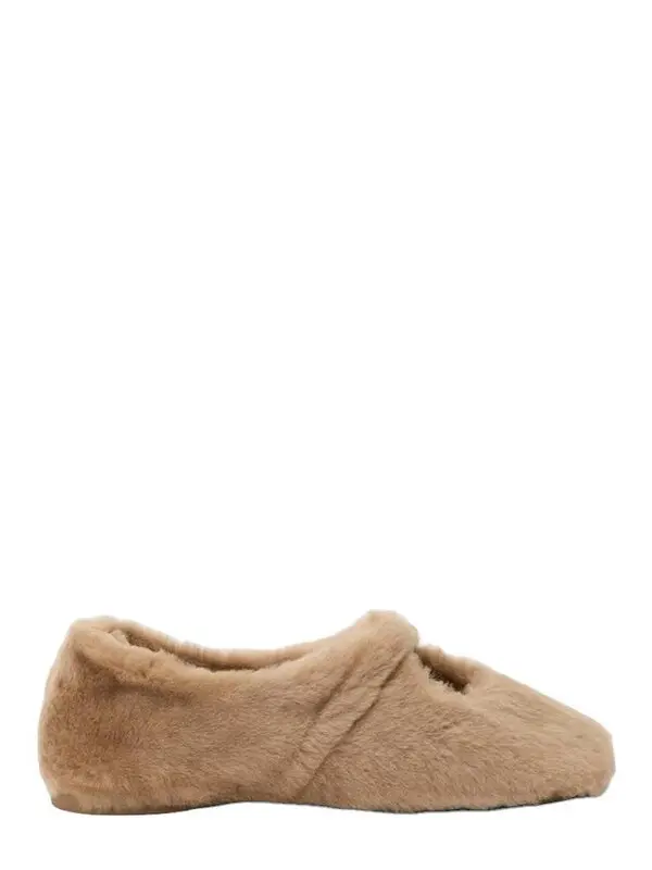 Loewe Pebble Soft Shearling Ballerina Flat - Brown