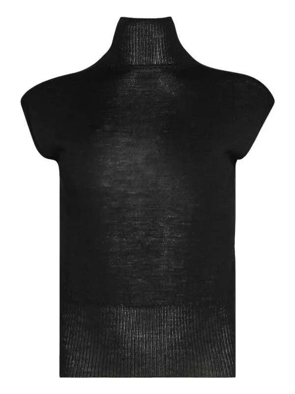 Rick Owens Sleeveless Turtle Knit Top - Black