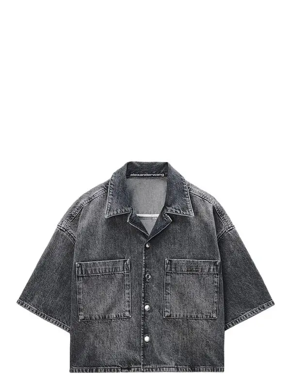 Alexander Wang Cropped Denim Shirt - Grey