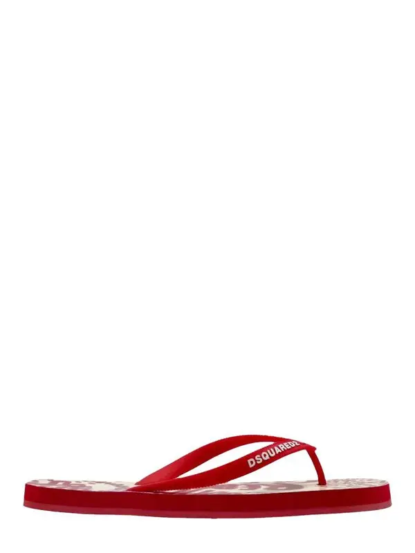 Dsquared2 Rebel Hibiscus Flip Flops - Red