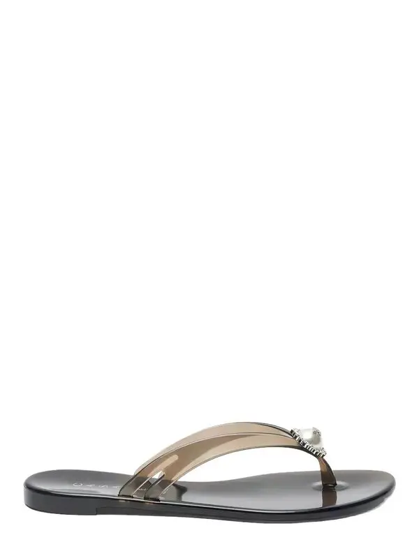 Casadei Pearl Embellished Flip-flops - Black
