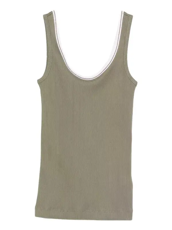 Brunello Cucinelli Ribbed Trim Tank Top - Green