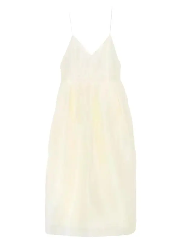 Khaite Colette V-neck Midi Dress - Neutrals