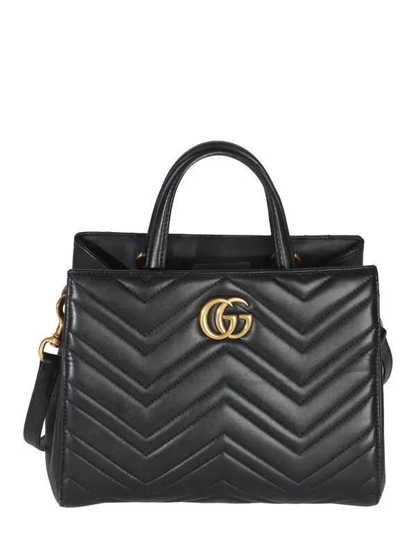 Gucci Matelassé Calfskin Marmont Top Handle Tote - Black