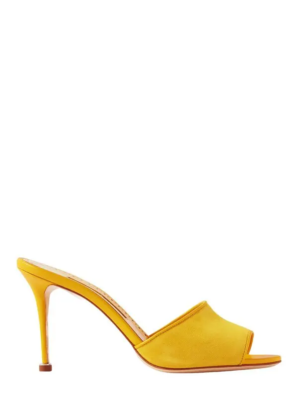 Manolo Blahnik Larache 90 Suede Mules - Yellow