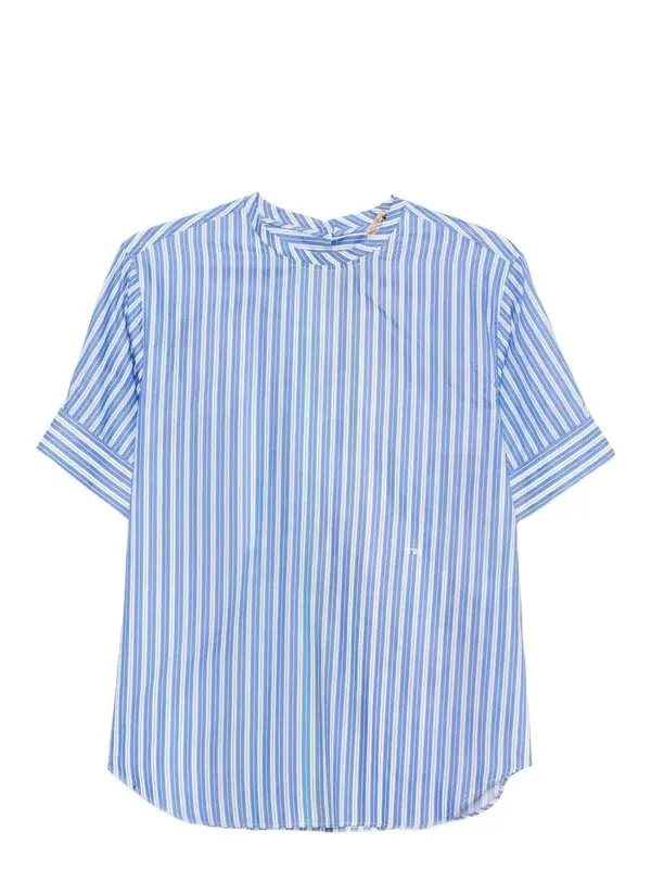 N°21 Striped Short-sleeve Blouse - Blue