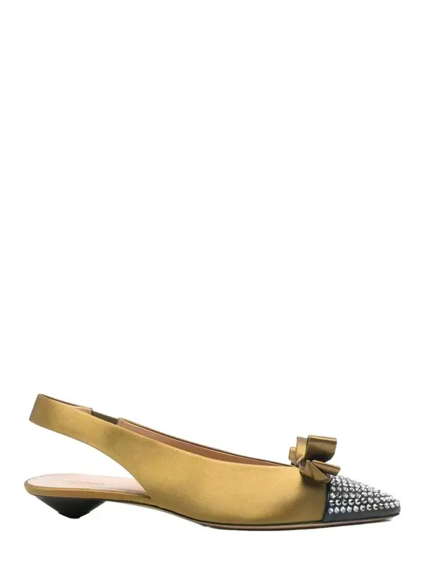 Chloé Alba Bow-detail Pointed-toe Pumps - Green