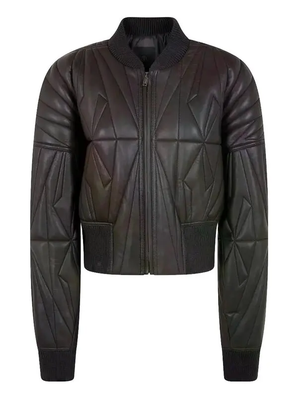MONCLER + RICK OWENS Leather Bomber Jacket - Brown