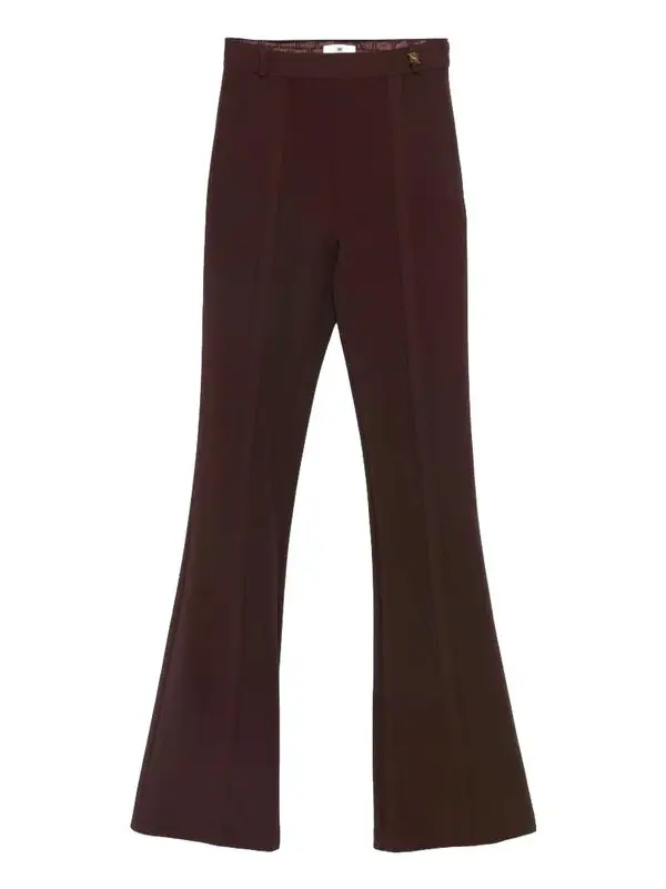 Elisabetta Franchi Crepe Flared Trousers - Brown