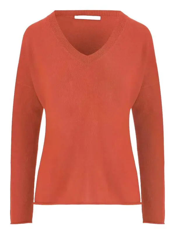 ALLUDE Ribbed V-neck Sweater - Red