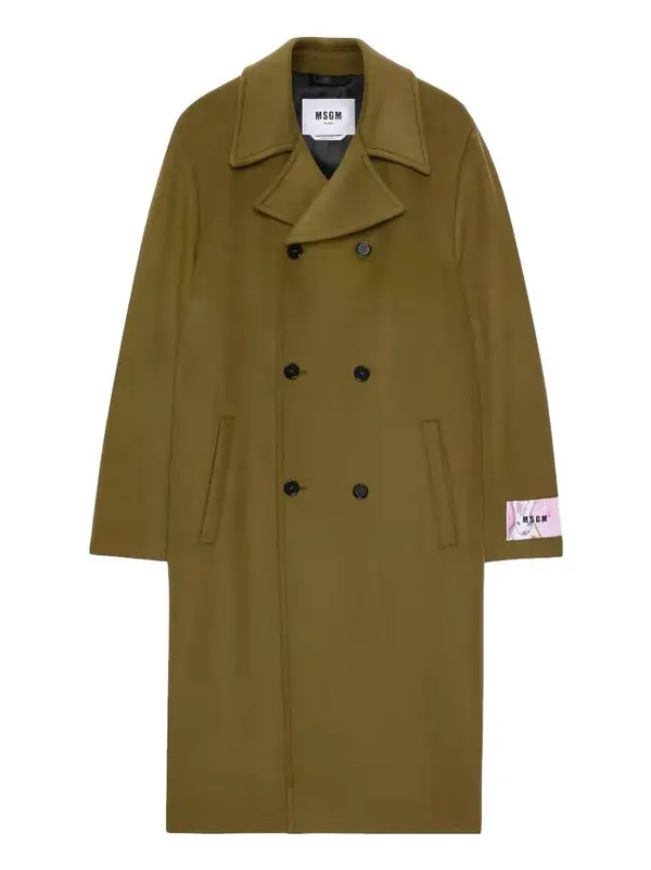 MSGM Double-breasted Overcoat - Green