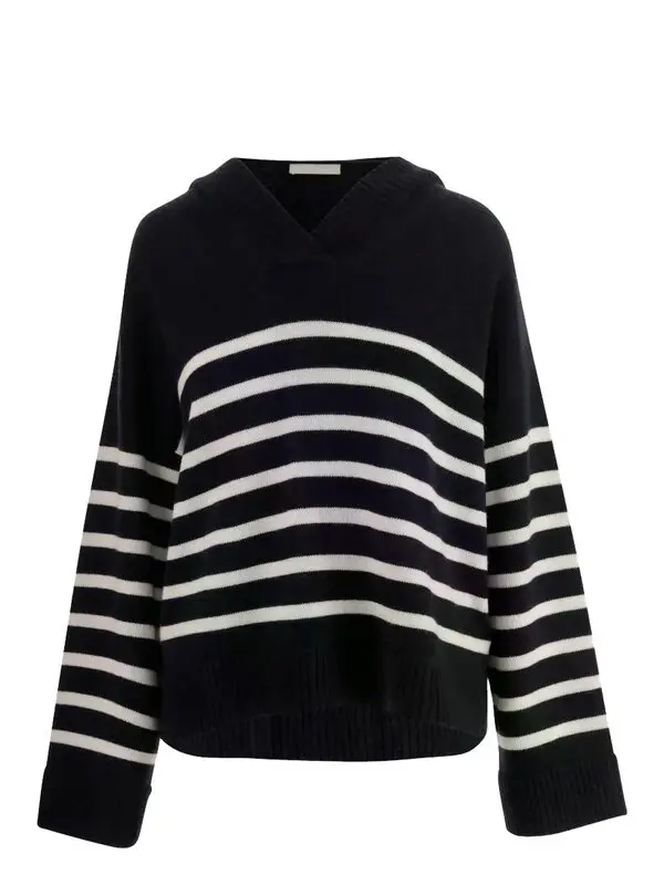 ALLUDE Striped Hooded Sweater - Blue