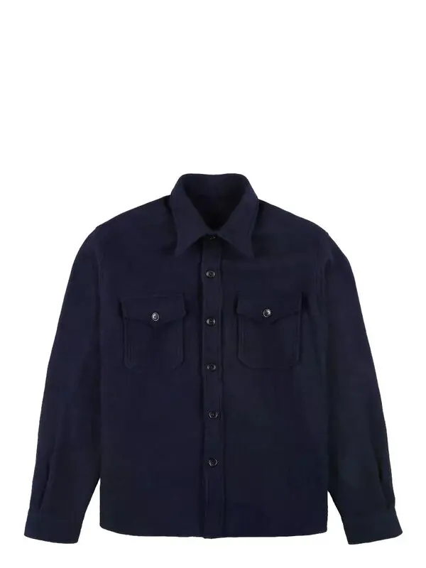 FORTELA Brushed Front Pocket Overshirt - Blue