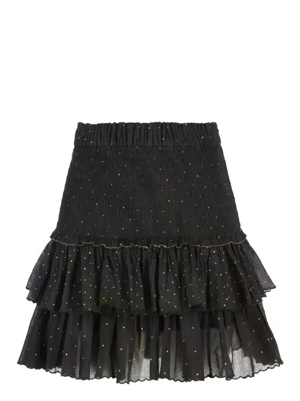 MARANT ETOILE Ruffled Tiered Midi Skirt - Black