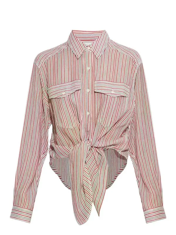MARANT ETOILE Striped Shirt With Pockets - White