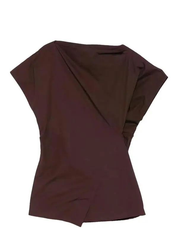 Soeur Draped Fedora Top - Brown