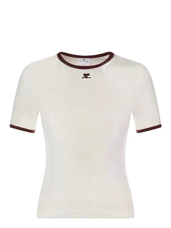 COURREGES Logo-trim T-shirt - White