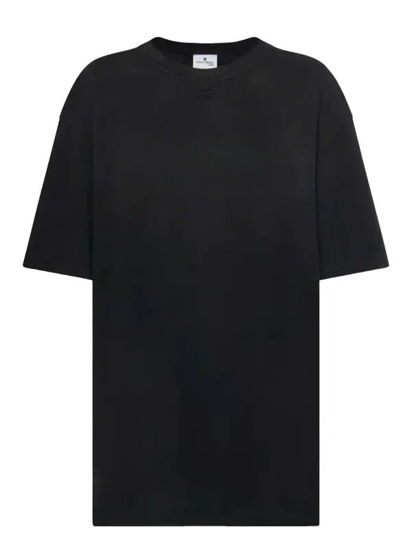COURREGES Logo-embroidered T-shirt - Black