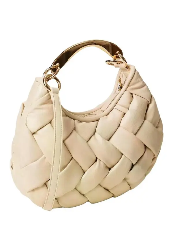 TWINSET Handwoven Croissant Bag - Neutrals