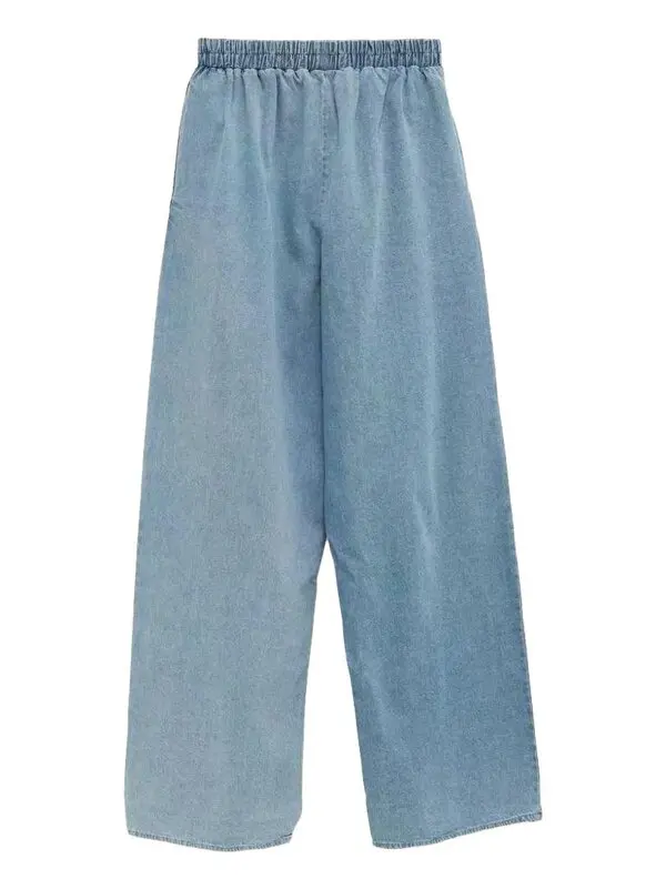 BASERANGE Elasticated Wide Leg Trousers - Blue