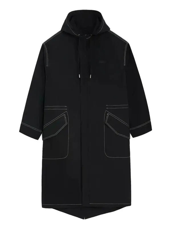 Ami Crinkled Long Parka - Black