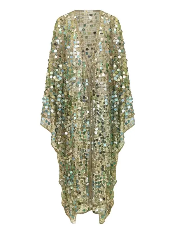 SANA OSMANI Yasmin Sequin-embellished Cape - Neutrals