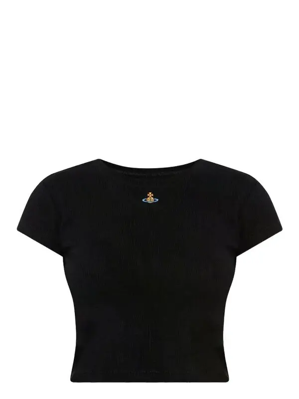 VIVIENNE WESTWOOD Orb-embroidered Crop Top - Black