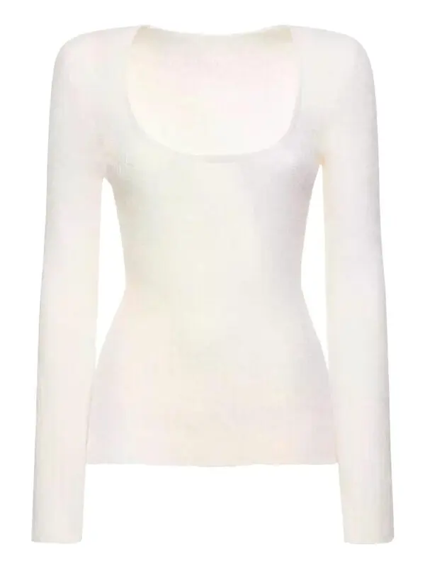 Jacquemus Scoop-neck Long-sleeve Sweater - White