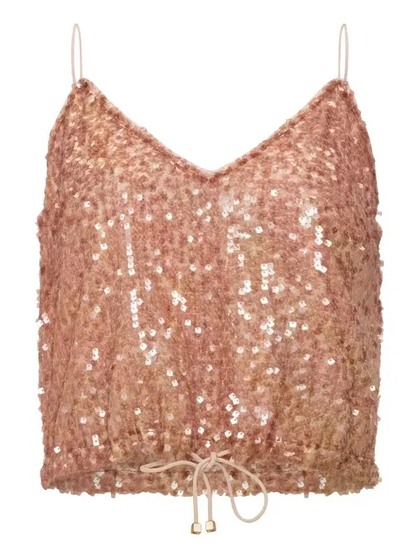 SANA OSMANI Iris Sequin Drawstring Top - Pink