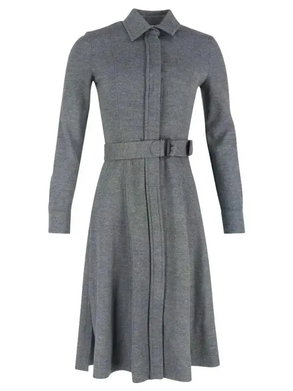 Akris Belted Midi Shirt Dress - Grey