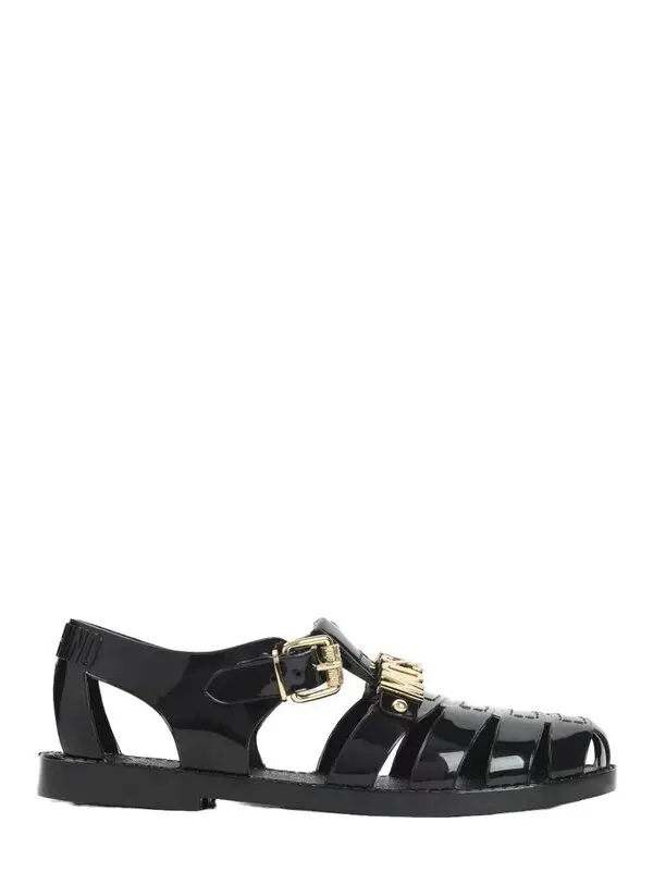 Moschino Logo Buckle Sandals - Black
