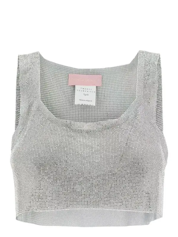 TWENTY FOURHAITCH Aten Metallic Top - Silver