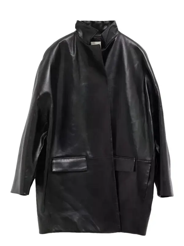 Khaite Mura Leather Coat - Black