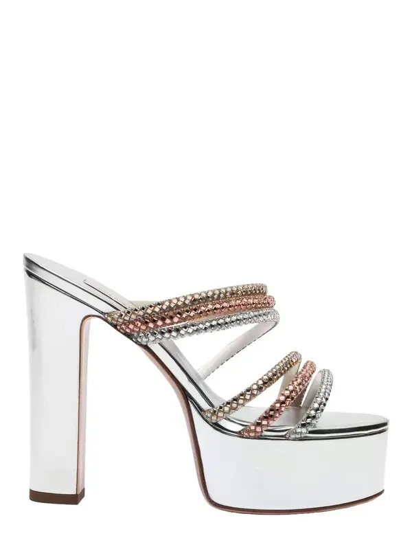 Casadei Patty Andromeda Embellished Platform Sandals - Silver