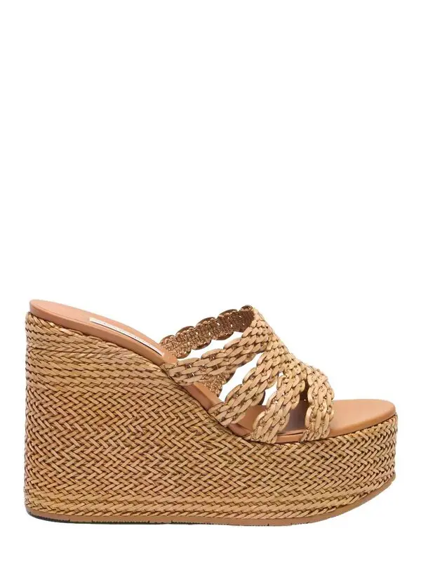 Casadei Avenue Woven Wedge Mules - Neutrals