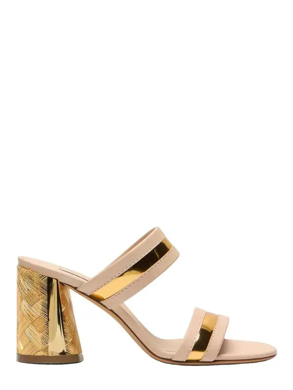 Casadei Cleo Reflex Metallic-trim Woven Heel Sandals - Neutrals