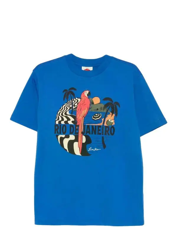 Farm Rio Parrot-graphic T-shirt - Blue