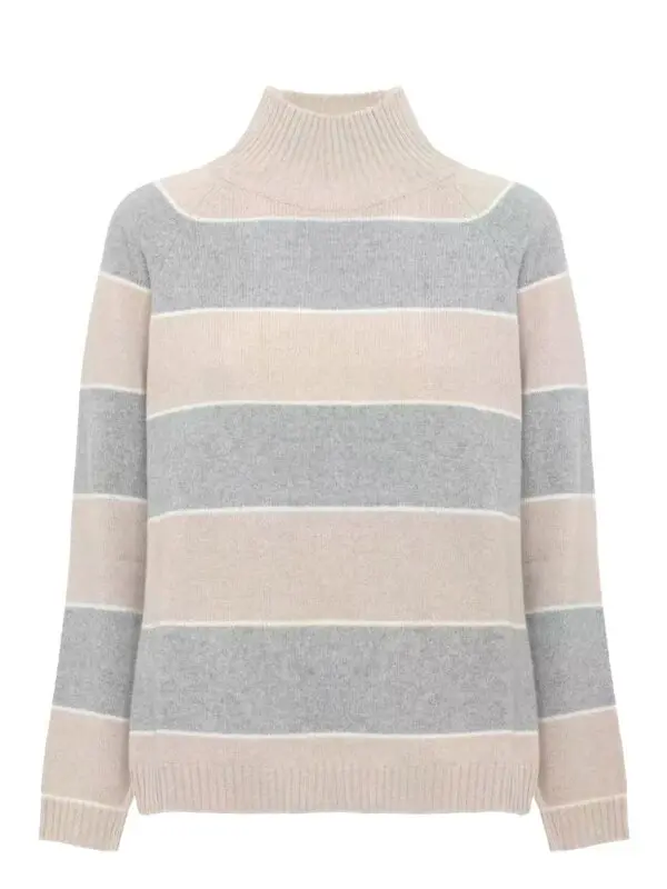 KANGRA Striped Roll-neck Sweater - Neutrals