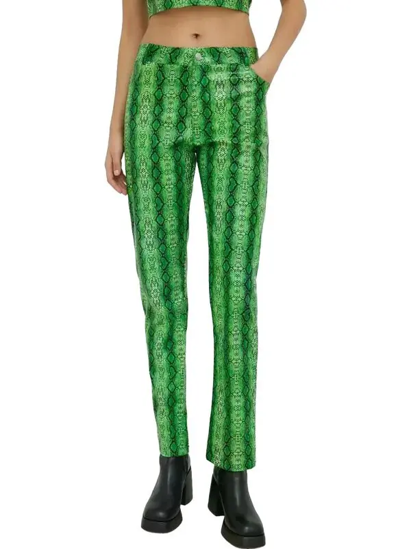 RÉSUMÉ Snakeskin-print Trousers - Green